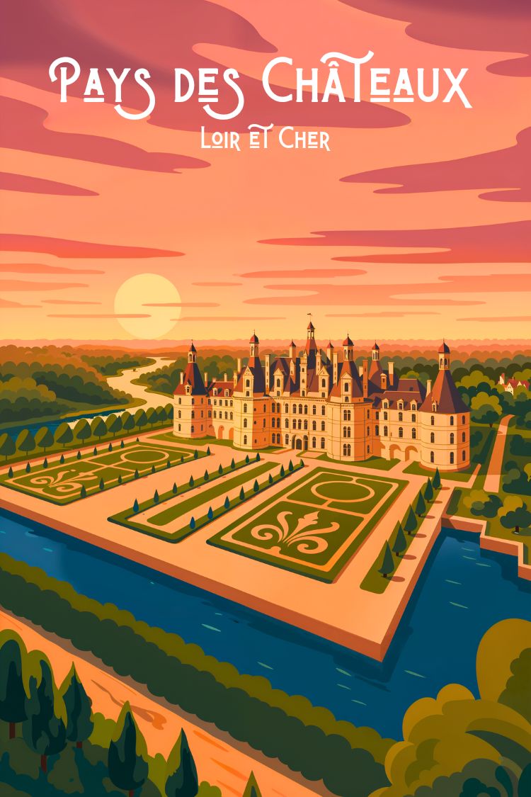 Coucher de Soleil sur le Château de Chambord: Poster à Découvrir ...
