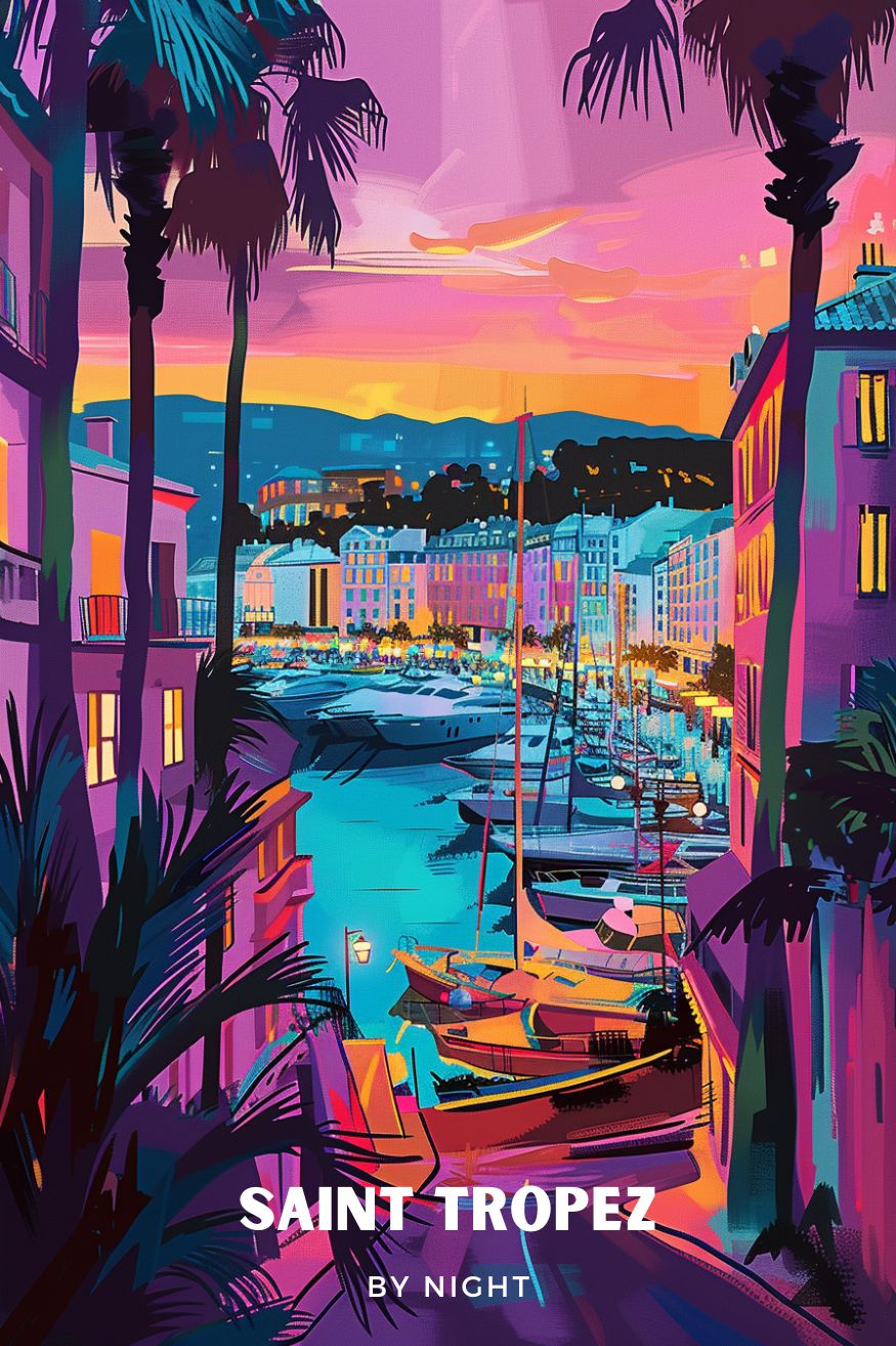 Affiche Saint Tropez By night - Top Retro Poster St Tropez – Posters de nos régions