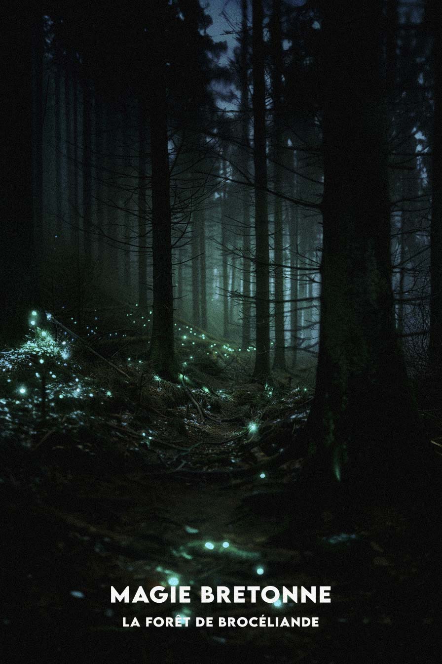 Affiche Bretagne - Forêt de Brocéliande, poster décoratif légendaire ...