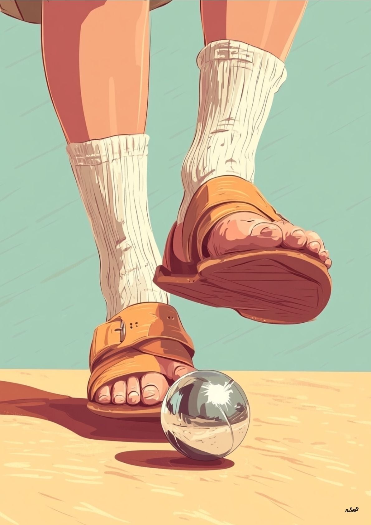 Affiche Poster de Pétanque - Ambiance de Camping - Poster Convivial ...