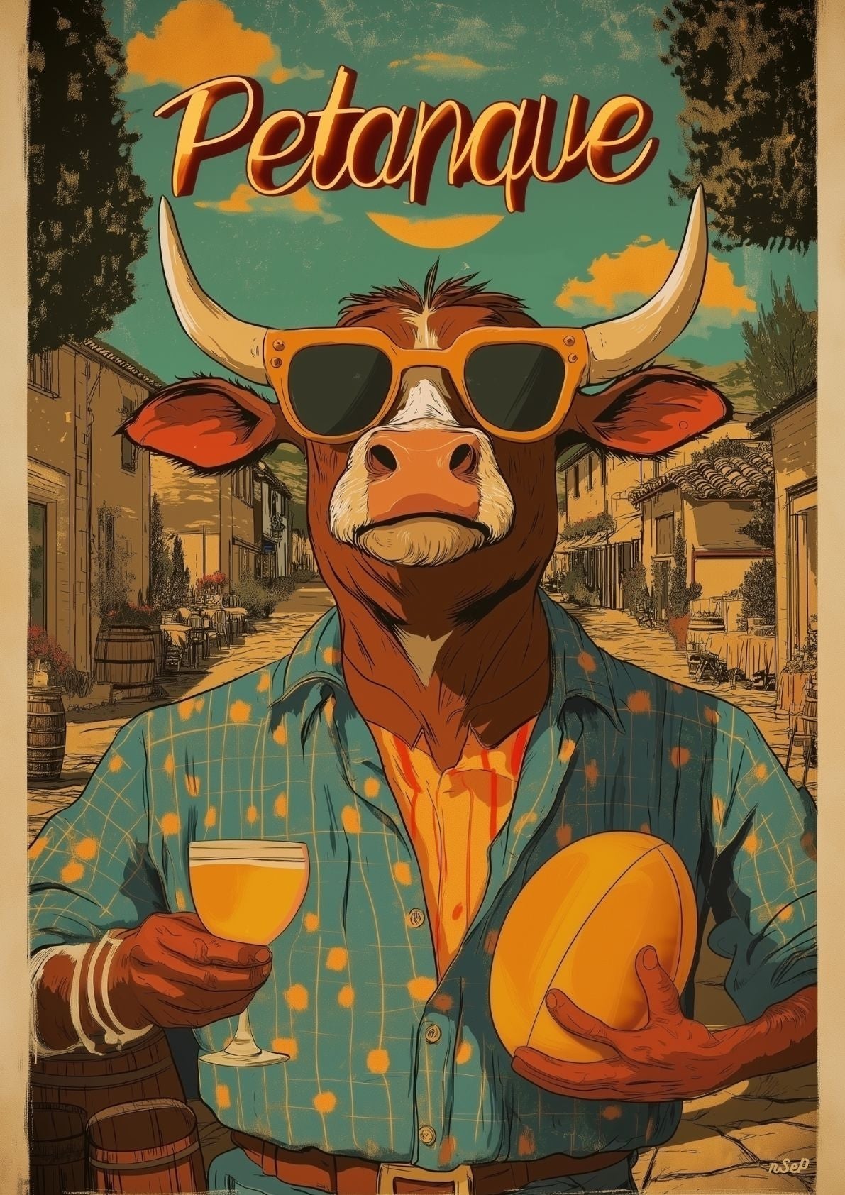 Affiche Poster de Pétanque Rigolo - Déco Esprit Vacances Ambiance Apéro ...