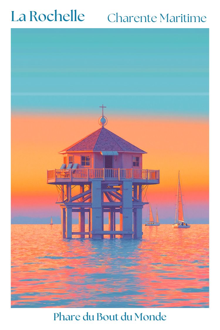 Affiche Poster Phare du Bout du Monde à la Rochelle au Coucher de ...