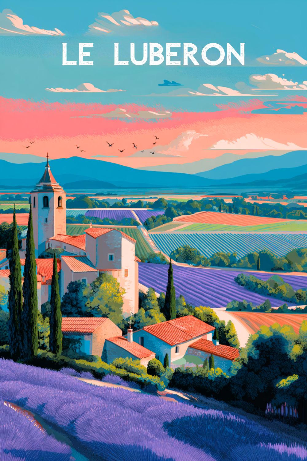 Affiche Poster Luberon: Déco graphique pour Salon, Cuisine, Chambre ...