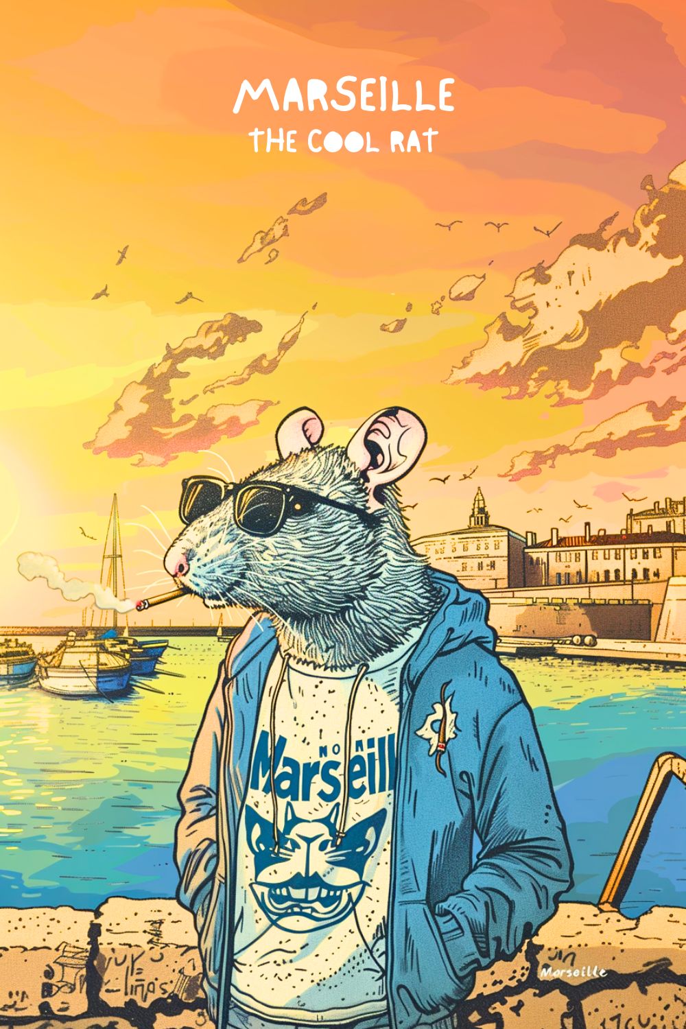 Affiche Marseille Cool Rat Coucher de soleil – Posters de nos régions