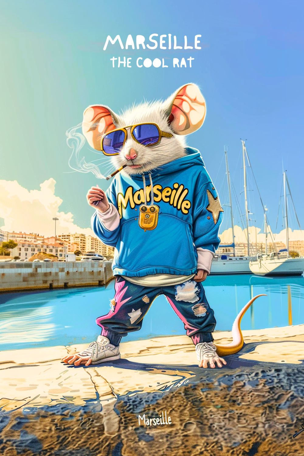 Affiche Marseille Le Rat du Vieux Port tendance – Posters de nos régions