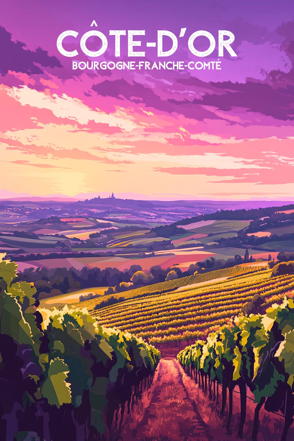 Découvrez l'Affiche Poster des Vignobles Côte d'Or - Bourgogne Franche ...