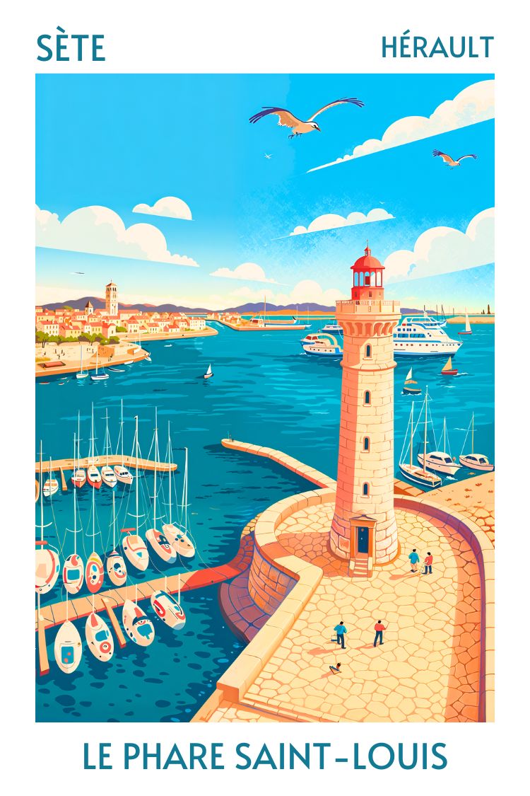 Affiche Vintage Retro Sete Phare Saint Louis pour une déco unique ...