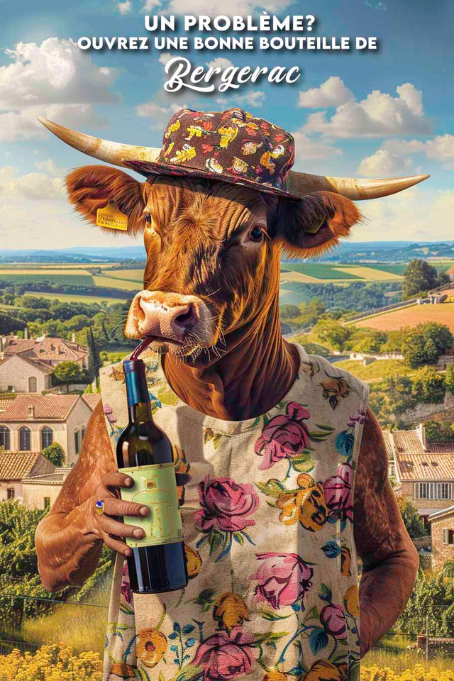 Affiche drôle Bergerac - Poster vache humour – Posters de nos régions